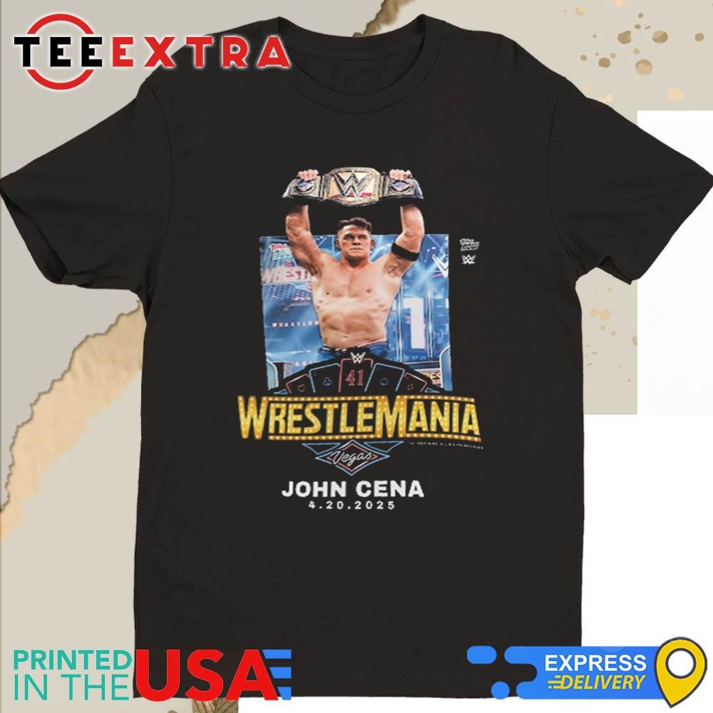 Teeextra - Official John Cena Black WrestleMania 41 Topps Now x WWE Shirt